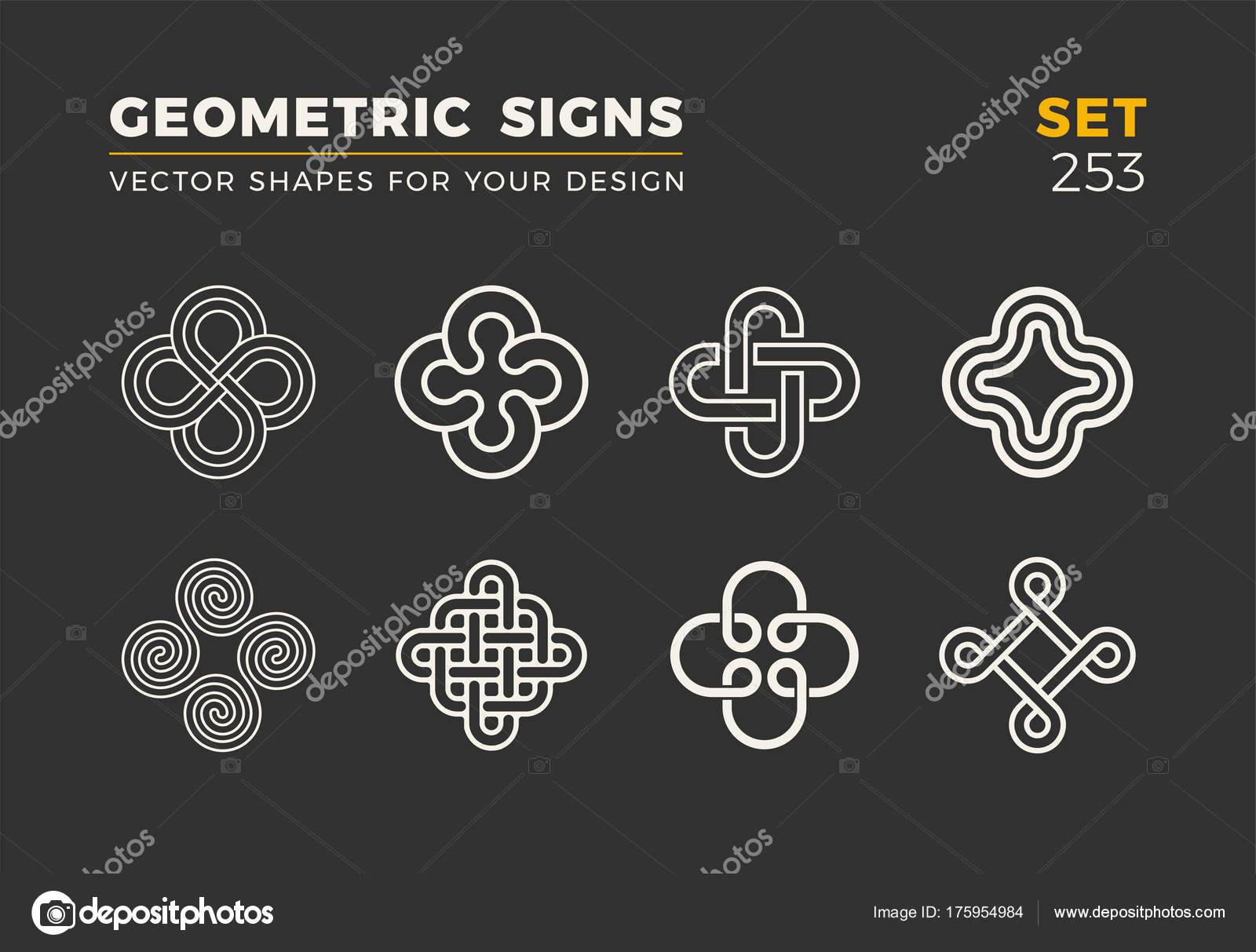 Set Eight Minimalistic Trendy Shapes Stylish Vector Logo Emblems Your ...