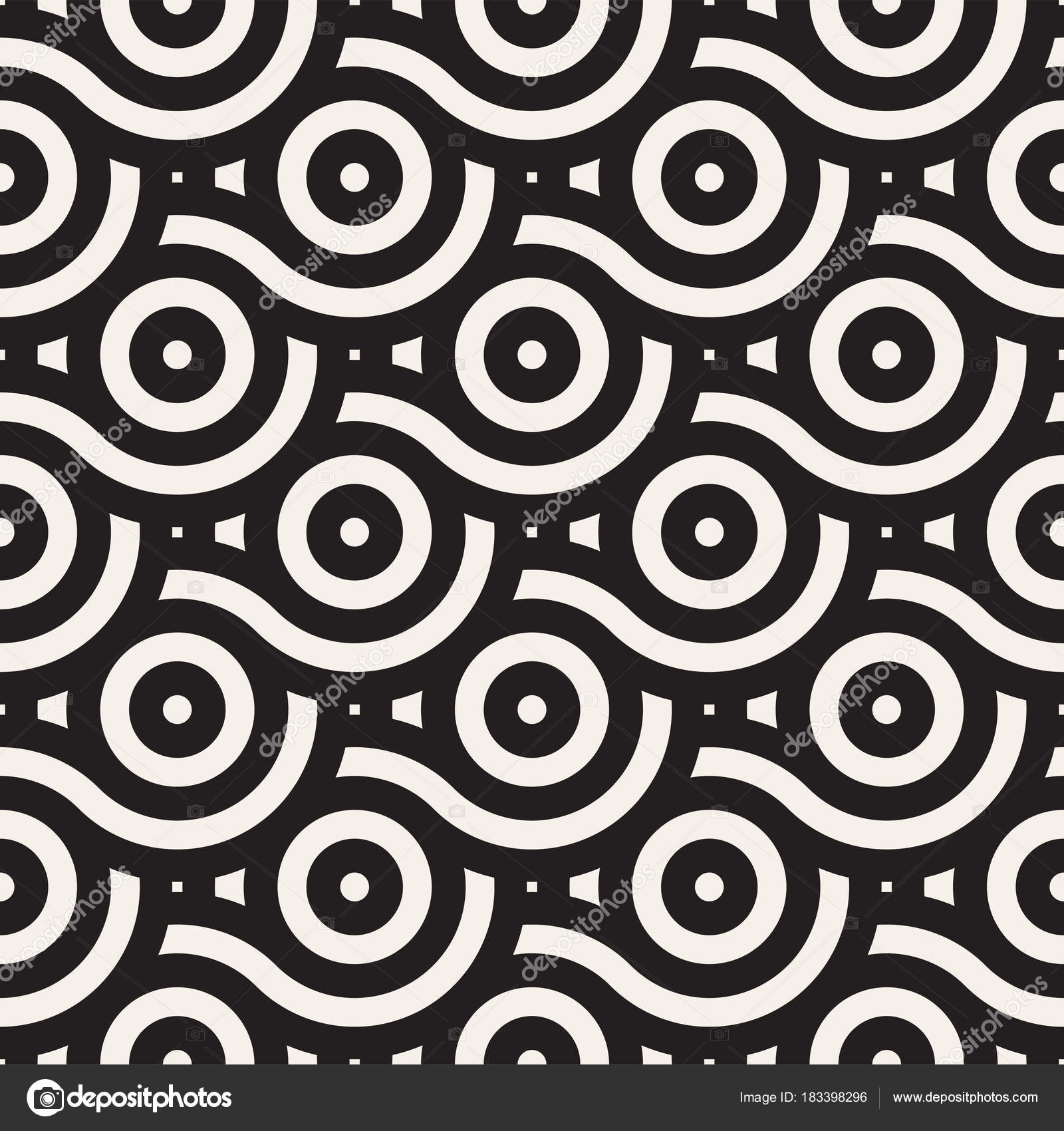 Vector Seamless Rounded Lines Texture Modern Geometric Circular Shape ...