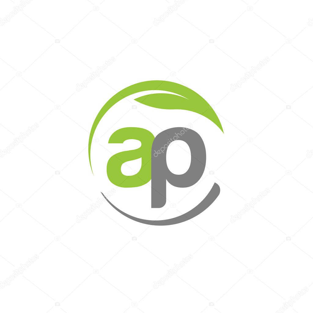Creative letter AP with circle green leaf logo — Stock Vector ...