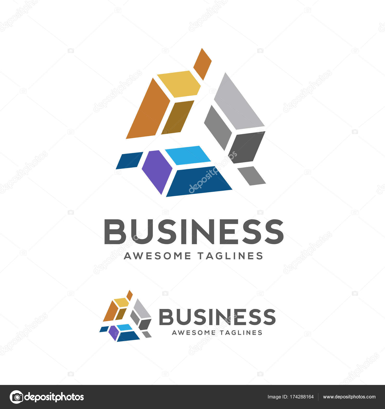 Curved 3d abstract gems color logo, abstract technology 3d logo Stock ...