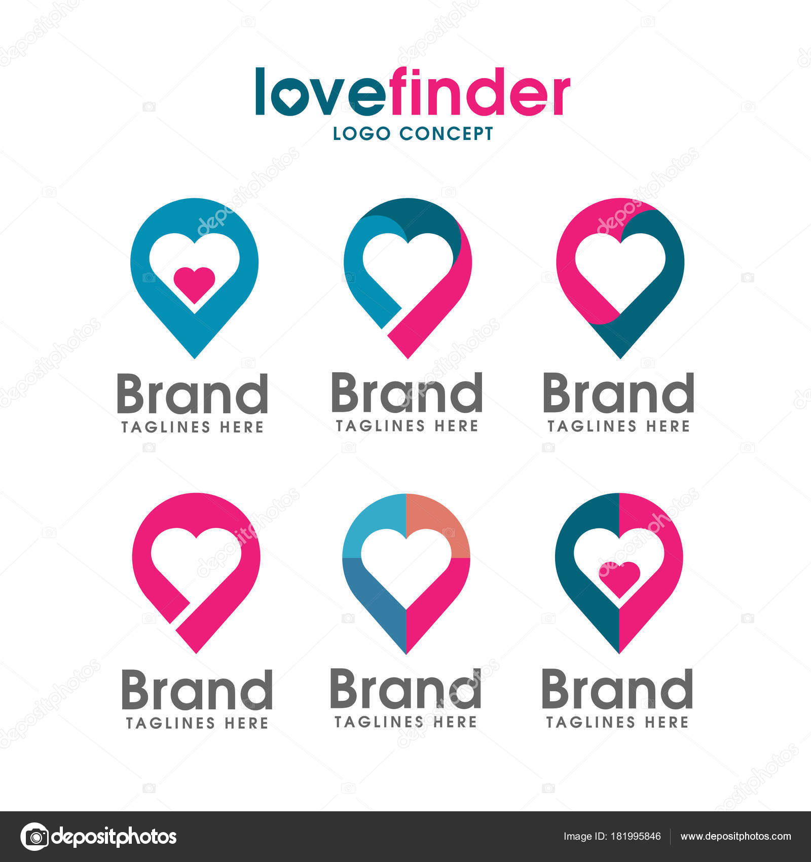 Love Pin Logo Love Finder Logo Love Placeholder Heart Icon Stock Vector ...