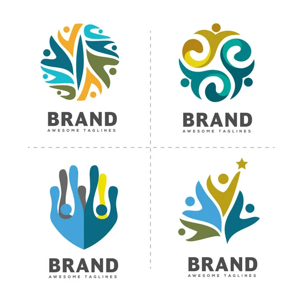 Community colorful logo template. Teamwork symbol. Social logo. Partnership people, people ...
