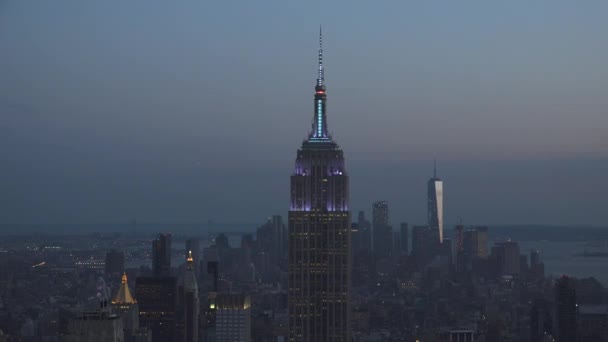 New York, USA - circa May:shot of sunset and night falling over ...