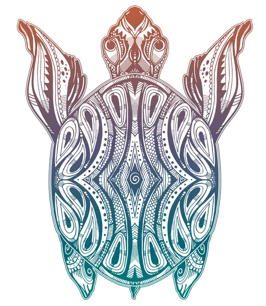 Ornate tribal sea turtle in indigenous Polynesian style. — Stock Vector ...