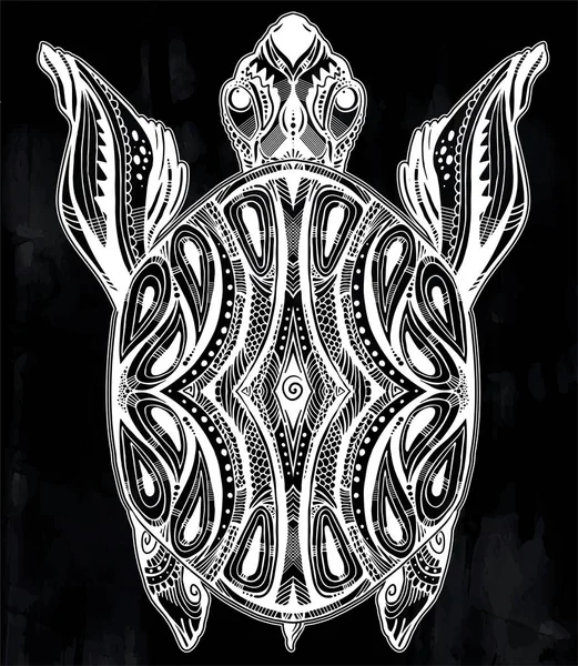 Ornate tribal sea turtle in indigenous Polynesian style. — Stock Vector ...