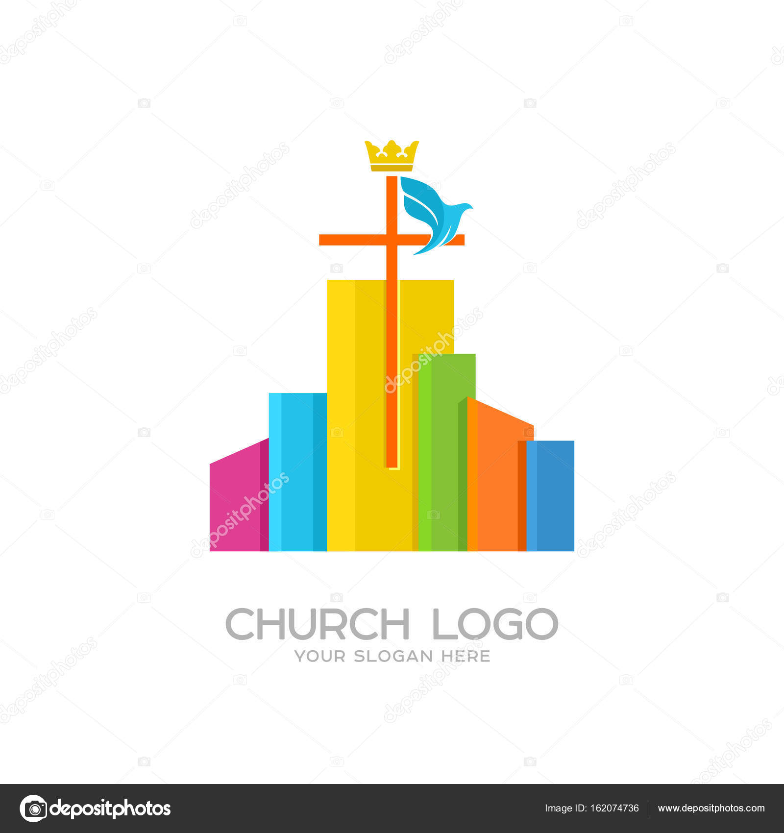 Image vectorielle Logo de l'église. Des symboles chrétiens. La croix de ...