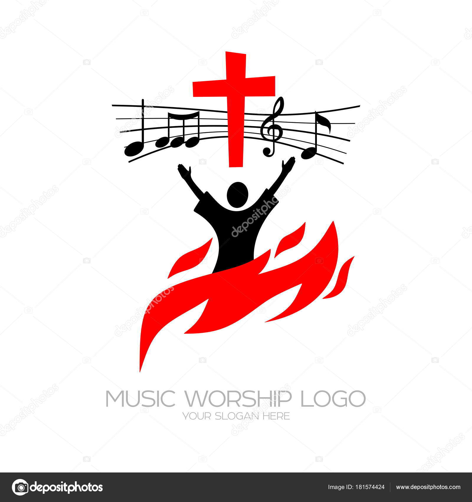 Logotipo Musical Símbolos Cristãos Crente Adora Jesus Cristo Canta ...