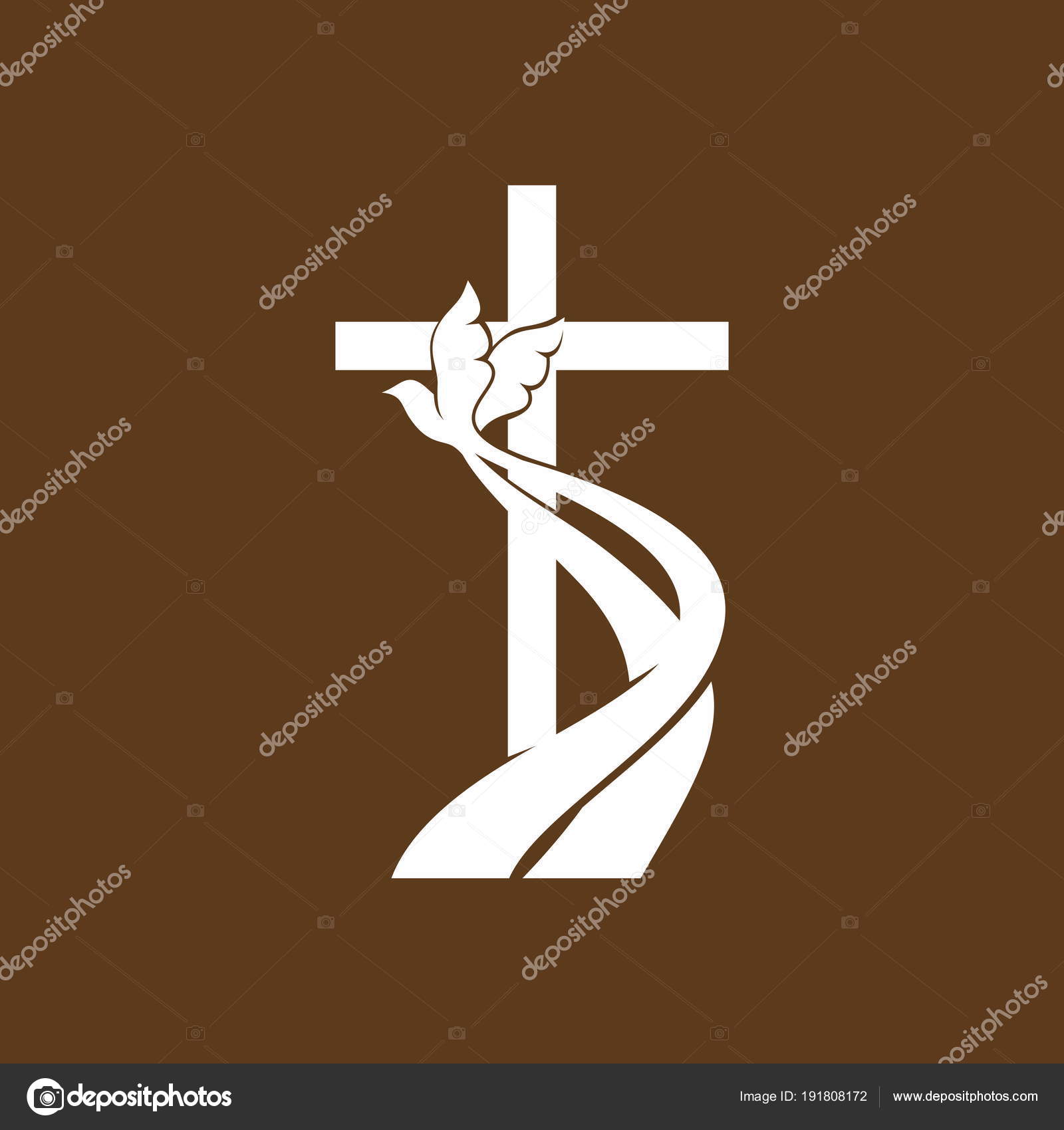 Logo Iglesia Cruz Paloma Voladora Espíritu Dios Vector de stock por ...