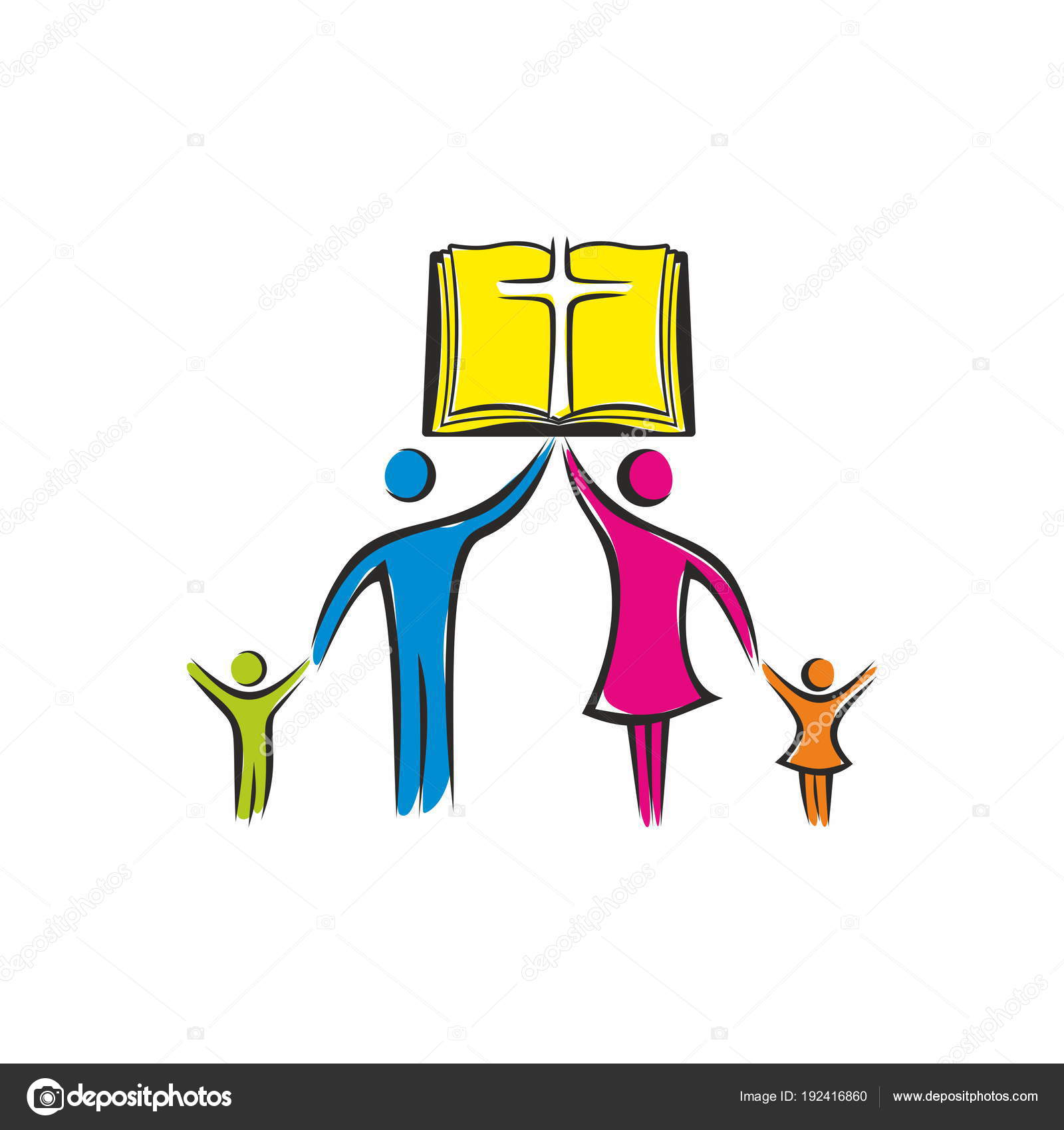 Logo Iglesia Una Familia Cristiana Basada Fundamento Bíblico Vector de ...