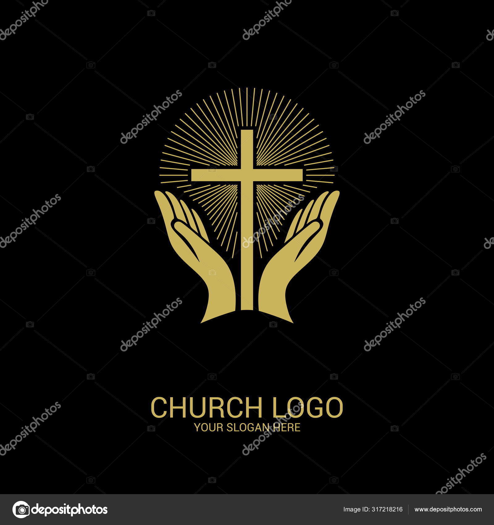 Church Logo Christian Symbols Hands Turned Cross Savior Jesus Christ ...