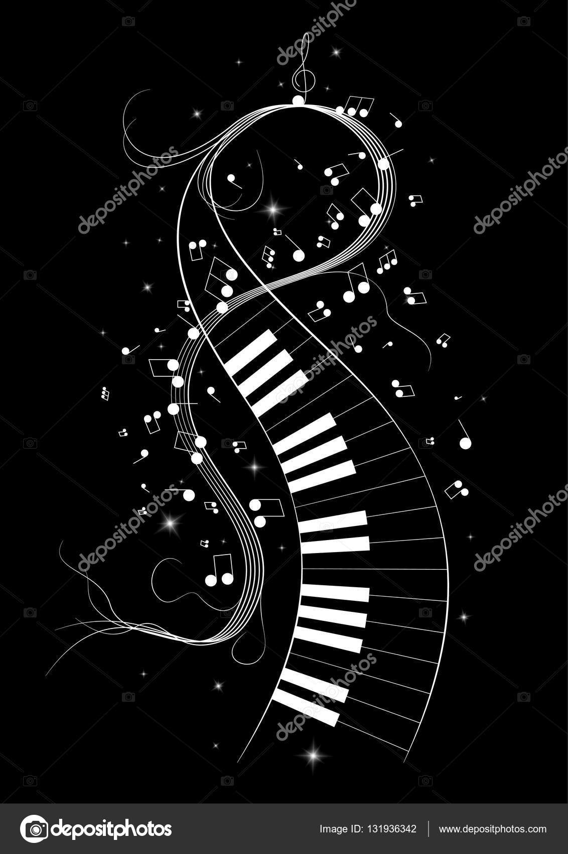 Vector illustration image poster piano keys and notes melody Stock ...