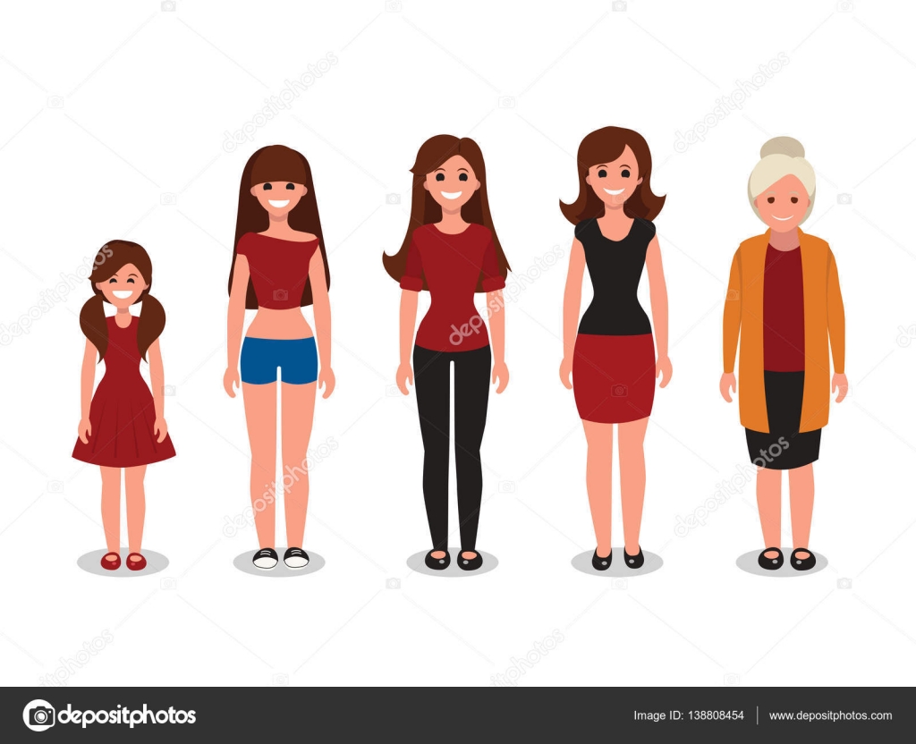 Mujer varias edades ilustración vector de dibujos animados Vector de ...