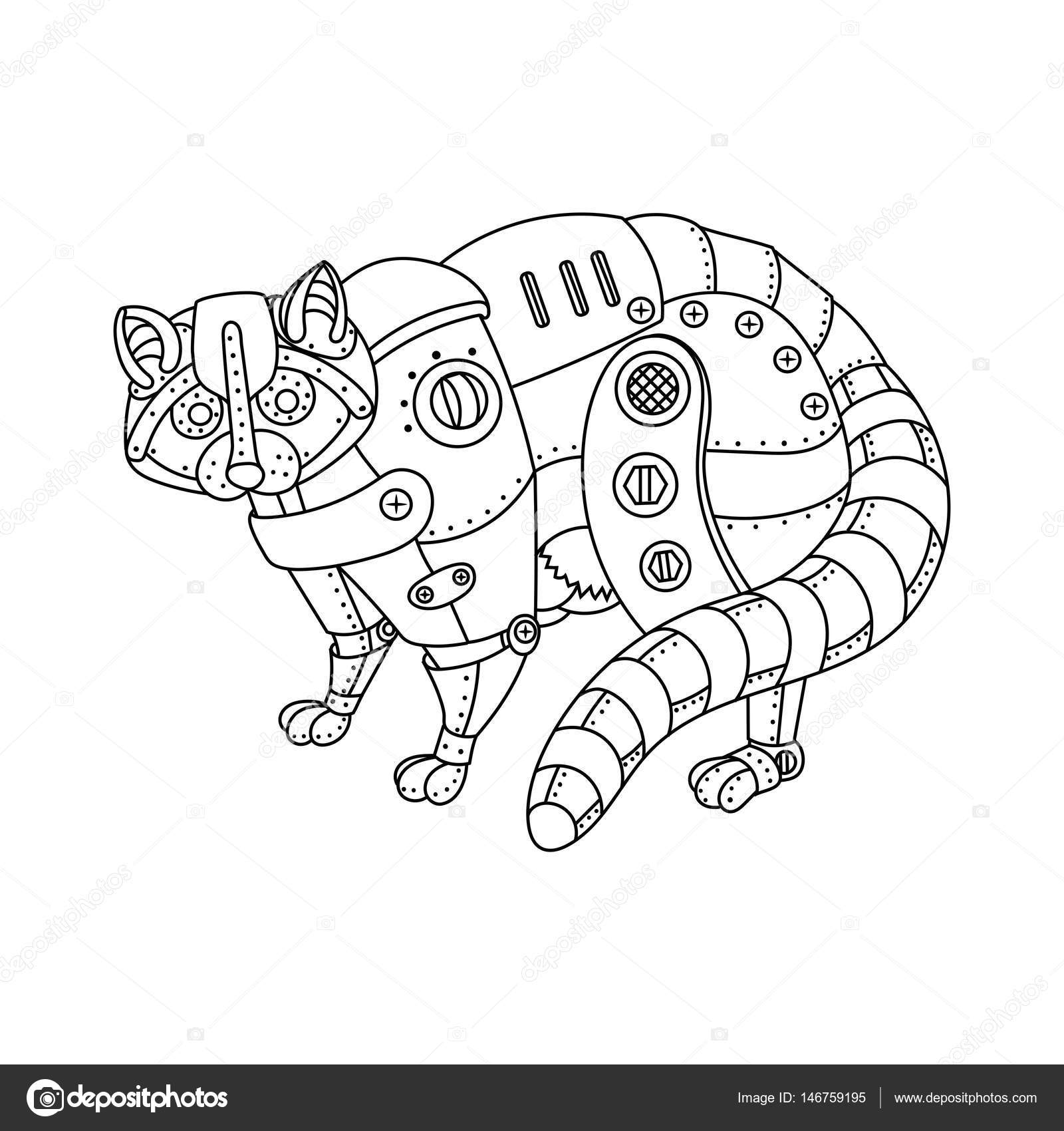 Vector de libro para colorear mapache estilo punk vapor Vector de stock ...