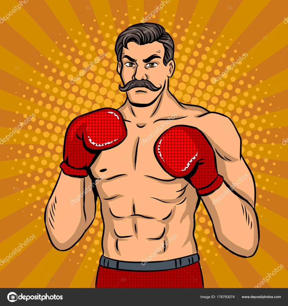 Vintage boxer fighter with mustache pop art vector Stock Vector by ...