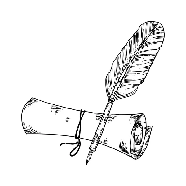 Drawn Old Paper Scroll Feather Stock Vector Image by ©alex_scholar ... Drawn Old Paper Scroll Feather Stock Vector Image by ©alex_scholar ...