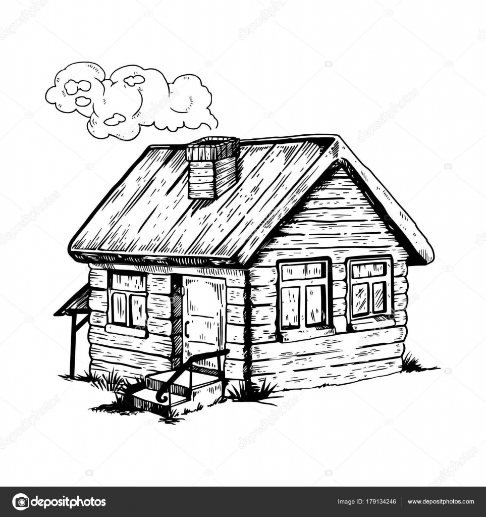 Village house engraving vector illustration — Stock Vector ...