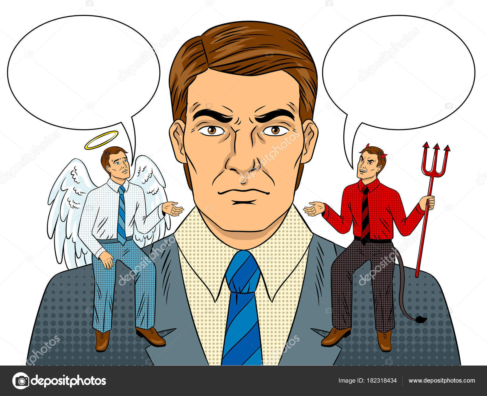 Devil and angel on shoulders pop art vector Stock Vector Image by ...