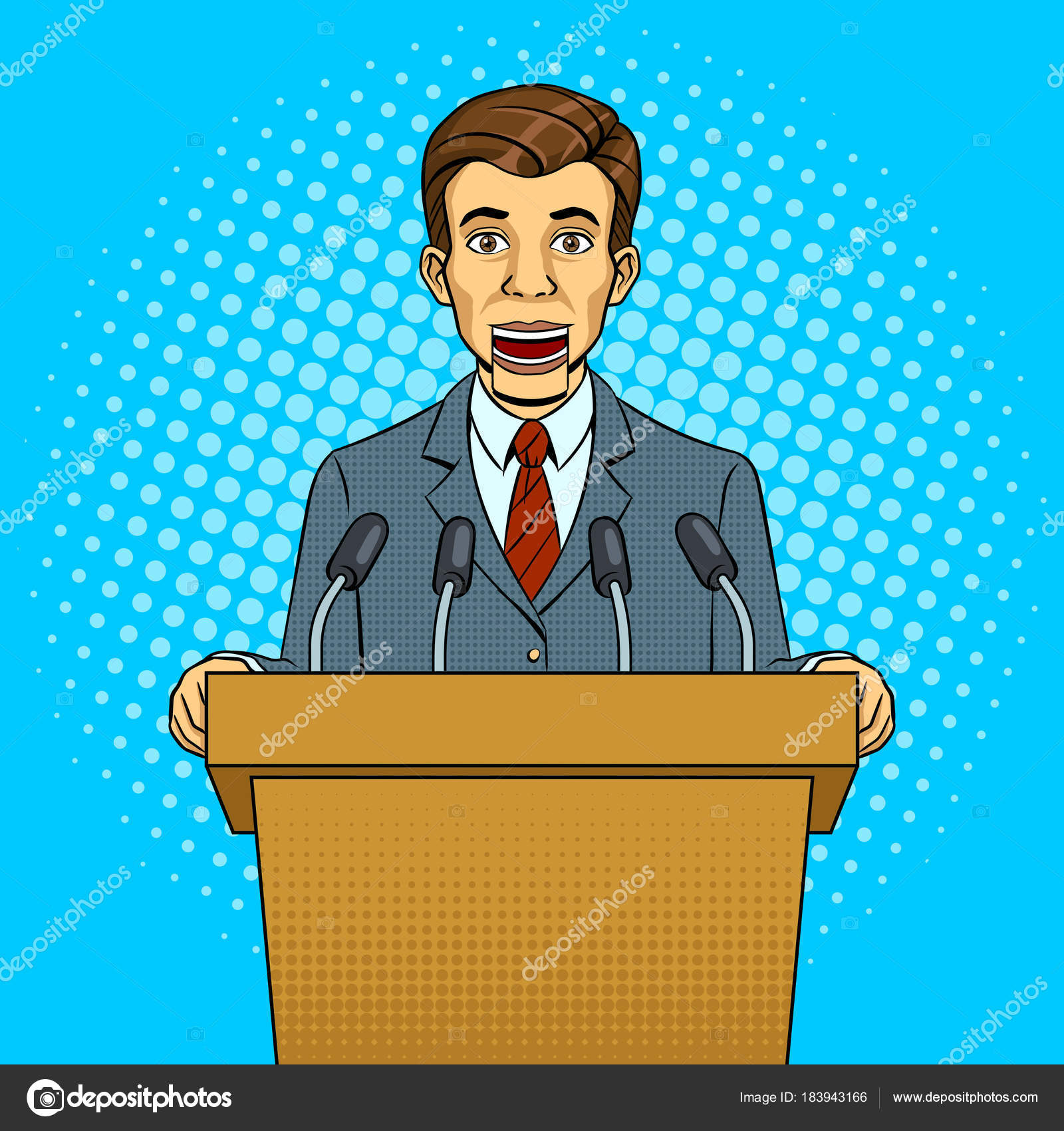 Speaking puppet on tribune pop art style vector Stock Vector by ...