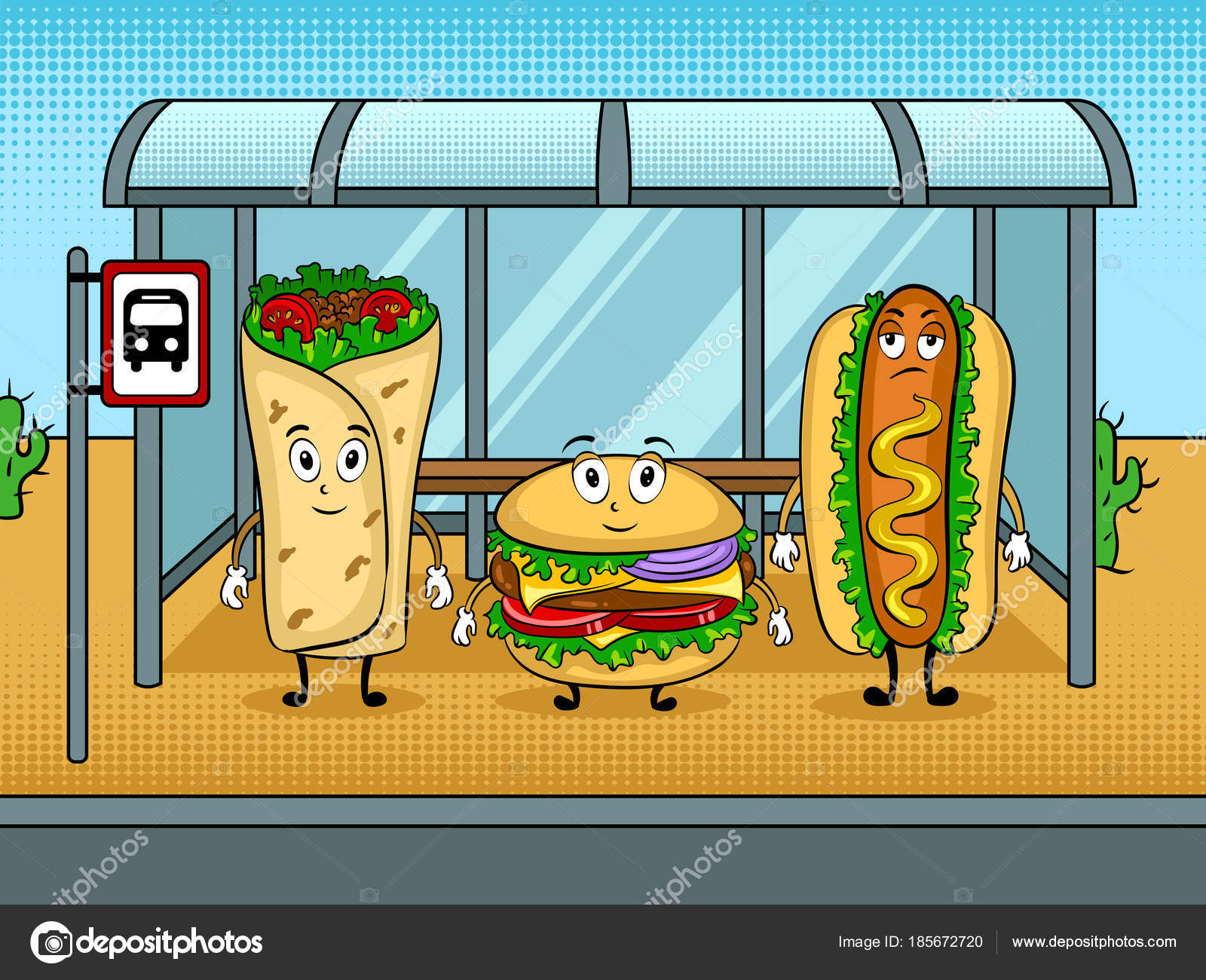 Fast food bus cartoon pop art vector illustration Stock Vector Image by ...