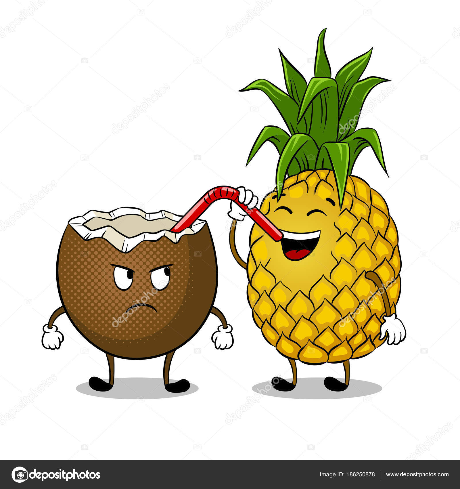 Piña bebida coco pop art vector Vector de stock #186250878 de ...