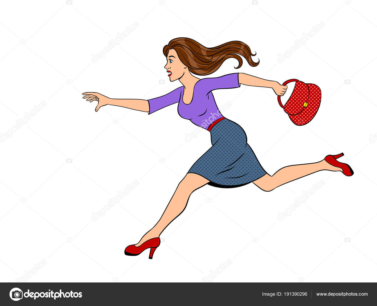 Woman run pop art vector illustration Stock Vector by ©AlexanderPokusay ...