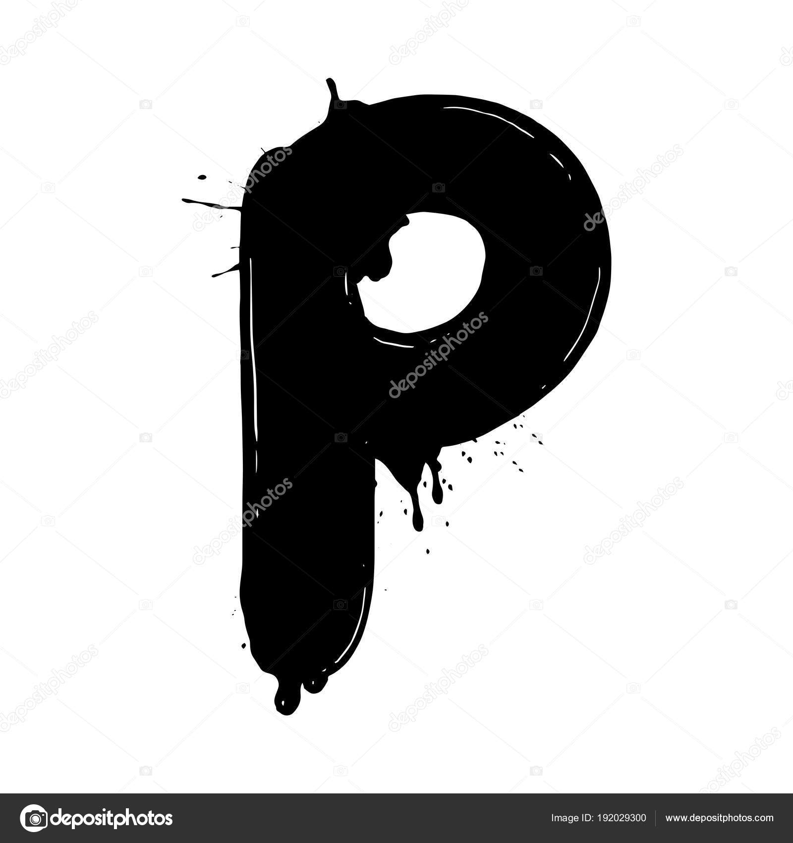 Blot letra P ilustración vectorial en blanco y negro Vector de stock ...