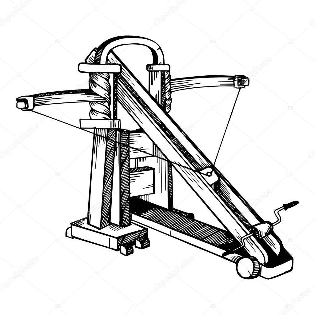 Ballista medieval weapon engraving vector — Stock Vector ...