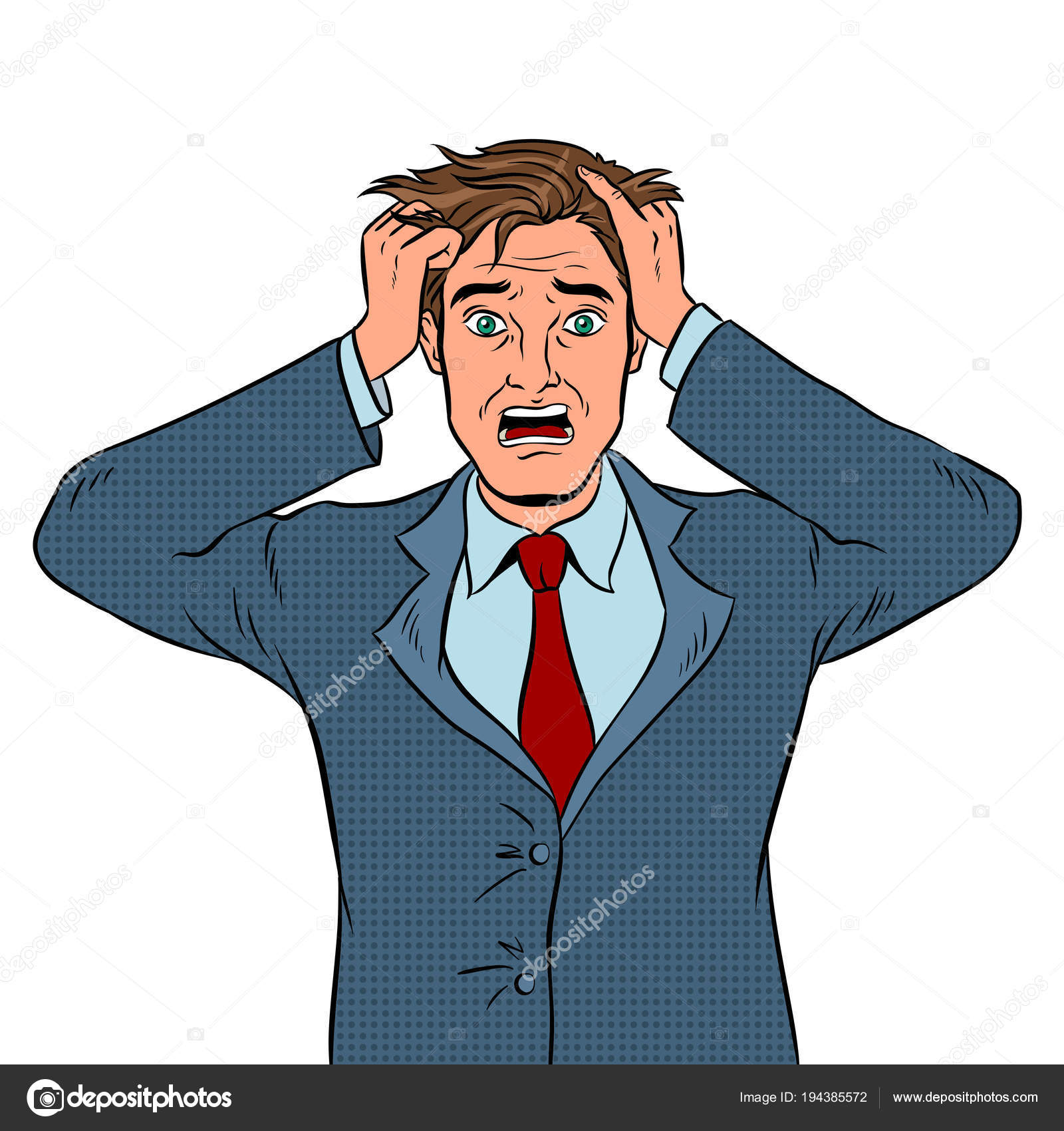 Mann mit Panik Emotion Pop Art Vektor Illustration Stock-Vektorbild von ...