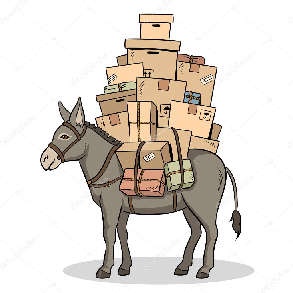 Overloaded Mule With Cart