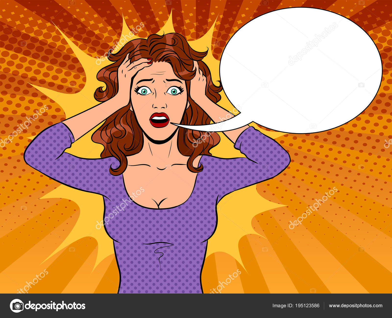 Young woman with panic emotion pop art vector Stock Vector Image by ...