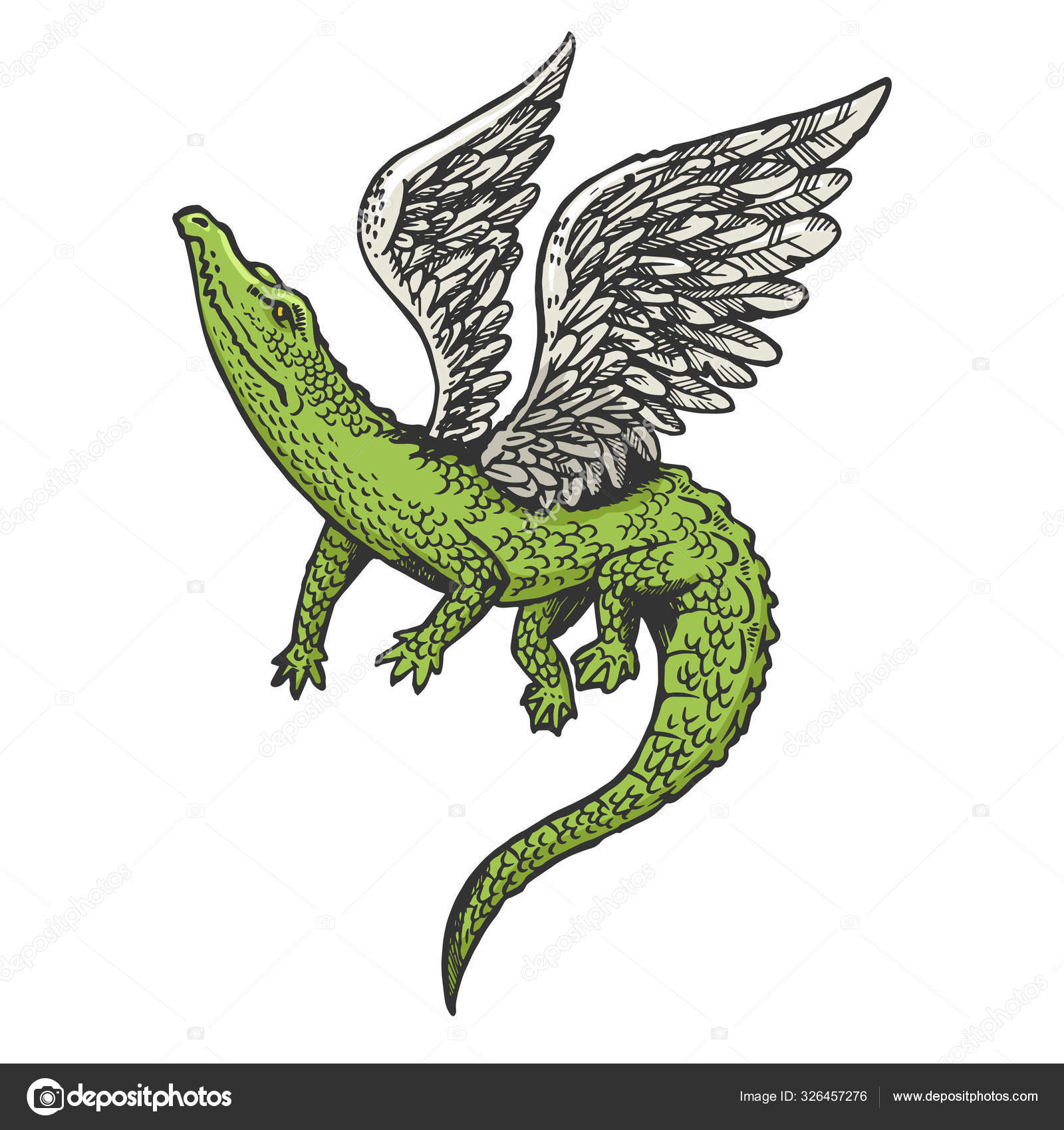 Animated Alligator With Wings