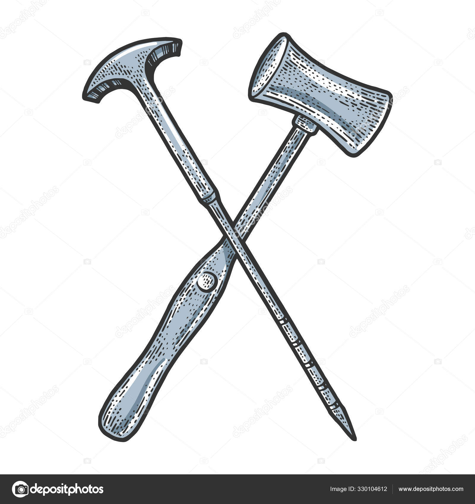 Lobotomy Tool Set Orbitoclast and hammer sketch engraving vector ...