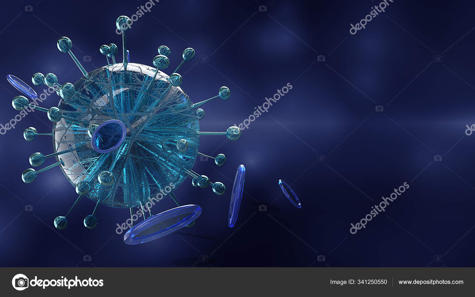 Virus in dark tone 3d rendering for medicine and healthcare c — Stock ...