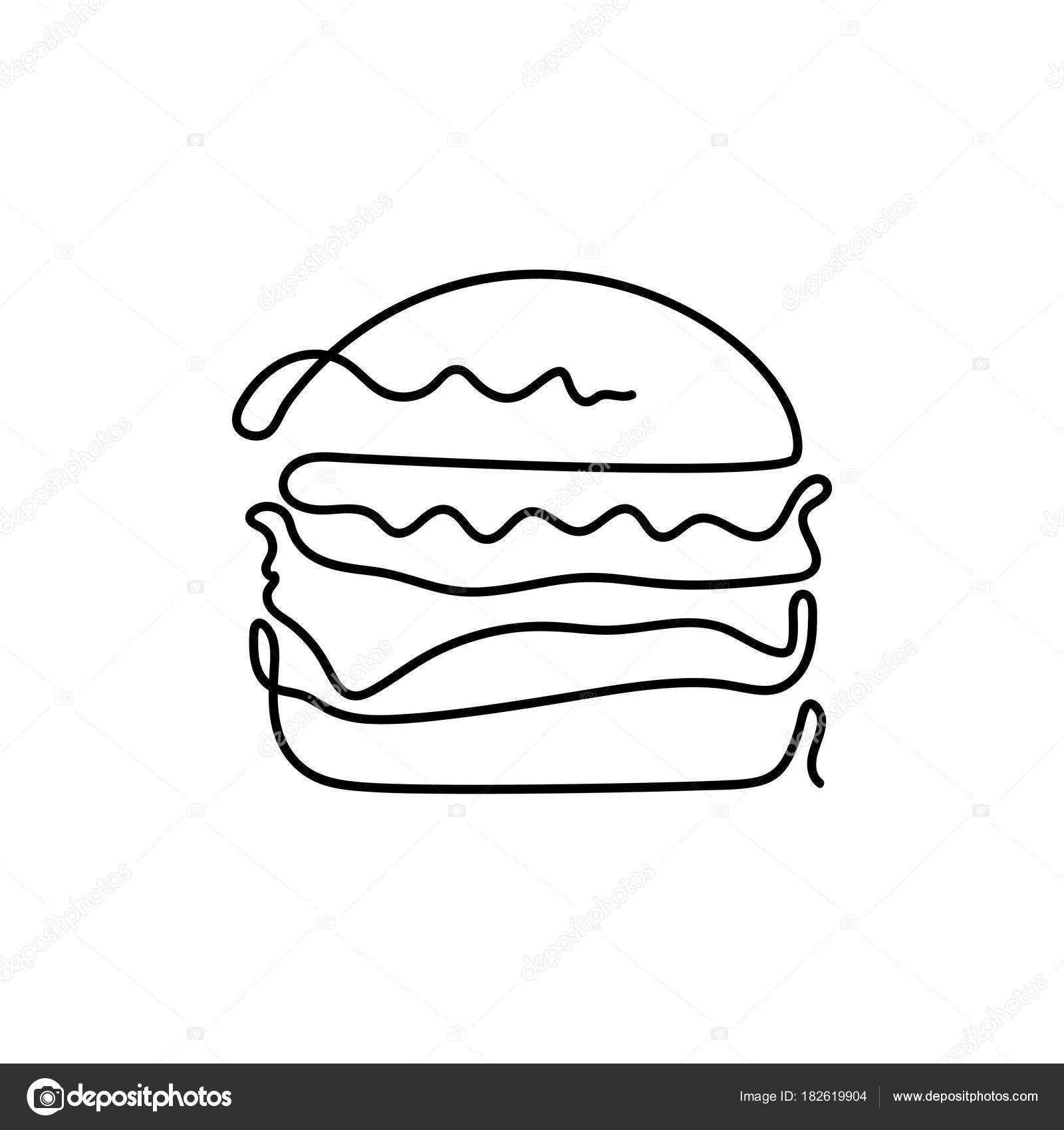Continuous One Line Drawing Burger Stock Vector Image by ©yellowline ... Continuous One Line Drawing Burger Stock Vector Image by ©yellowline ...