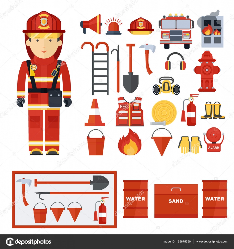 Fireman fire fighting equipment Stock Vector Image by ©quarta #165675750