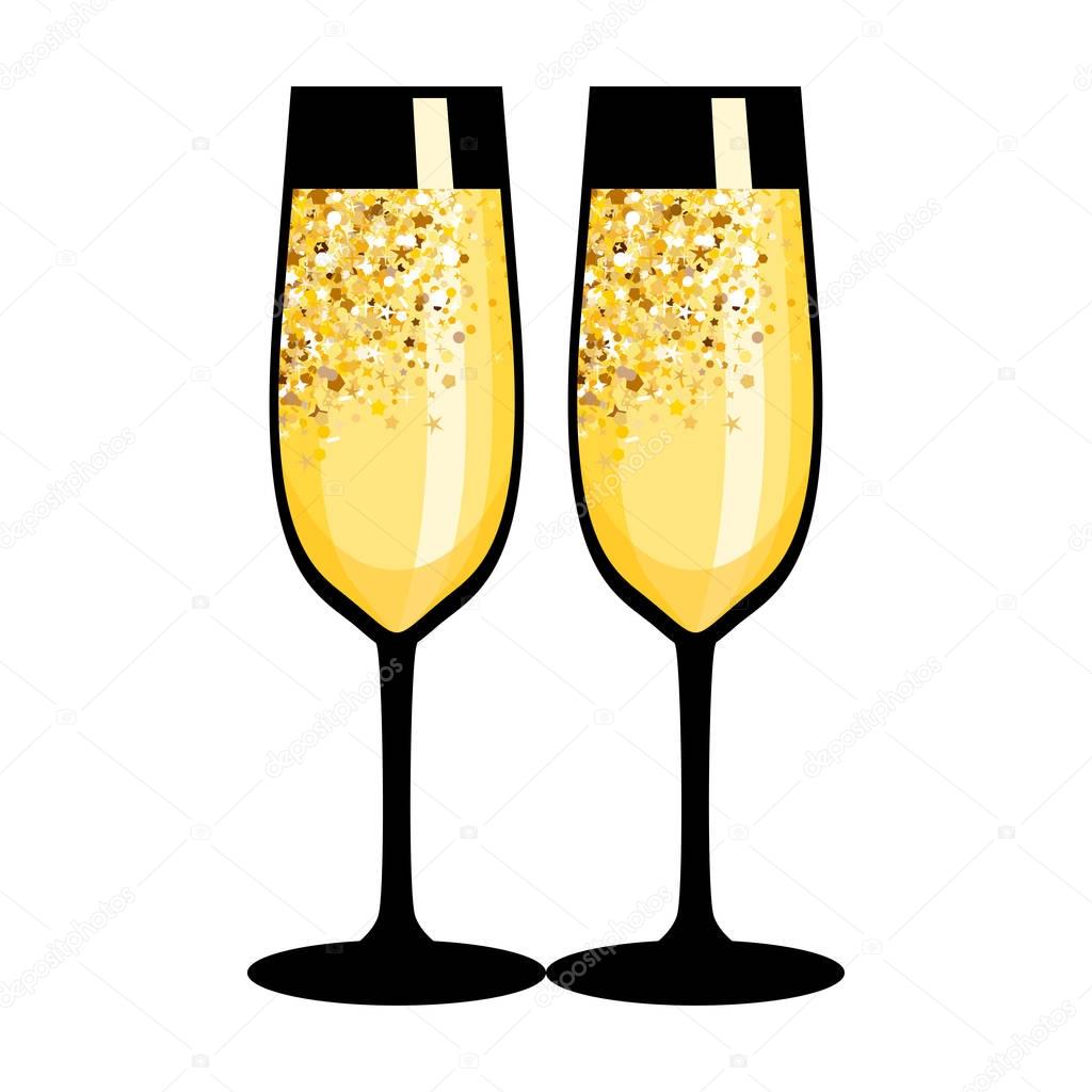 copas de champán negro oro — Vector de stock © quarta #175325504