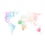 Colorful world map vector. Global network connections with points and ...