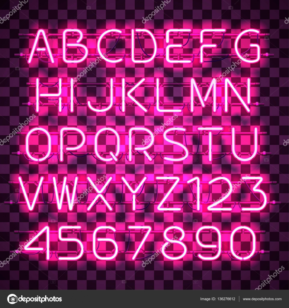 Glowing Purple Neon Alphabet. Stock Vector by ©Ryzhi 136276612