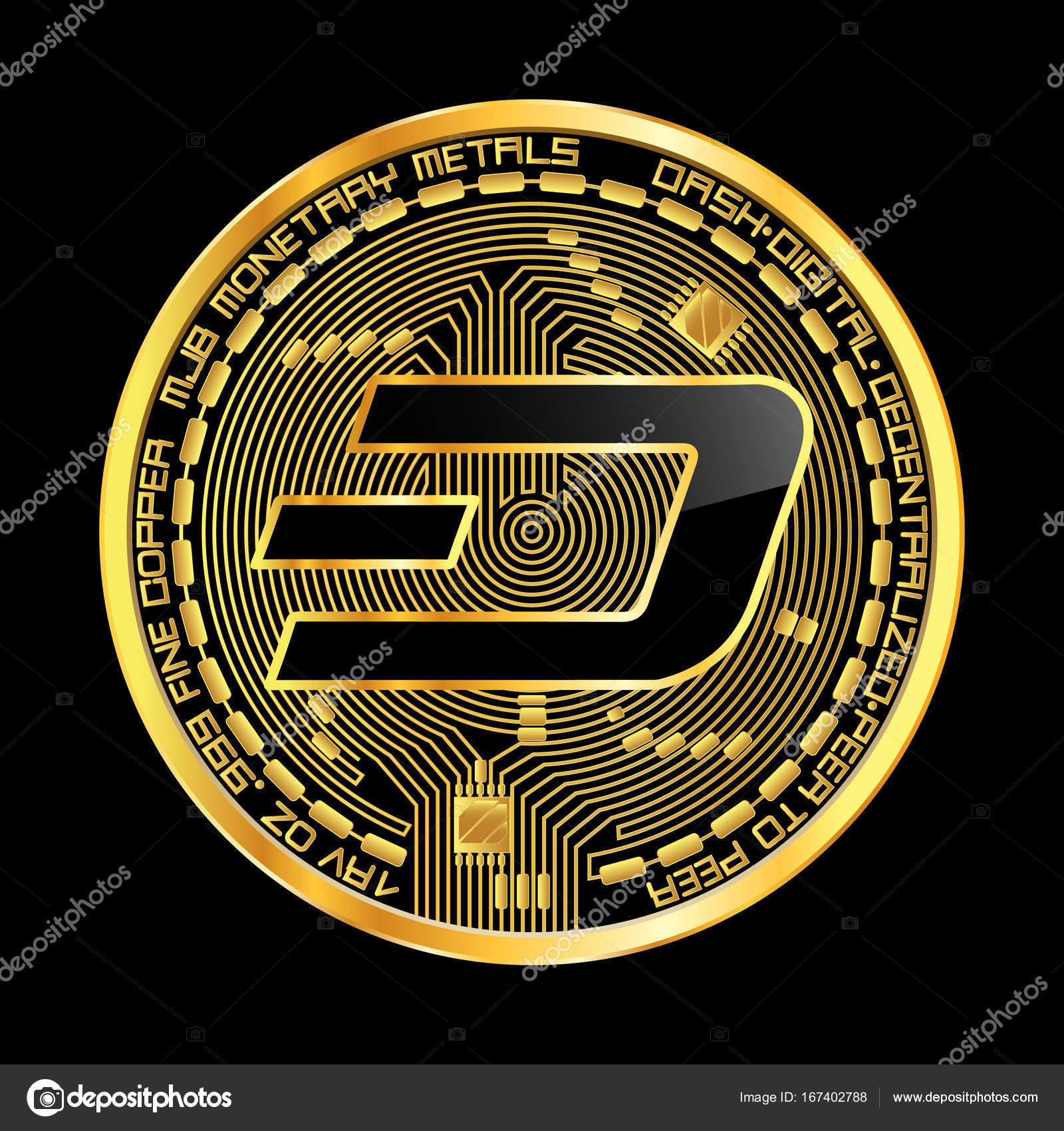 Crypto currency dash golden symbol Stock Vector Image by ©Ryzhi #167402788