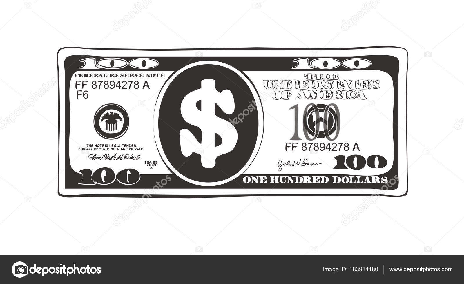 Billet De 100 Dollars Noir Et Blanc