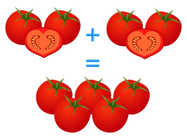 Mathematical Games Children Study Fractions Numbers Example Tomatoes ...
