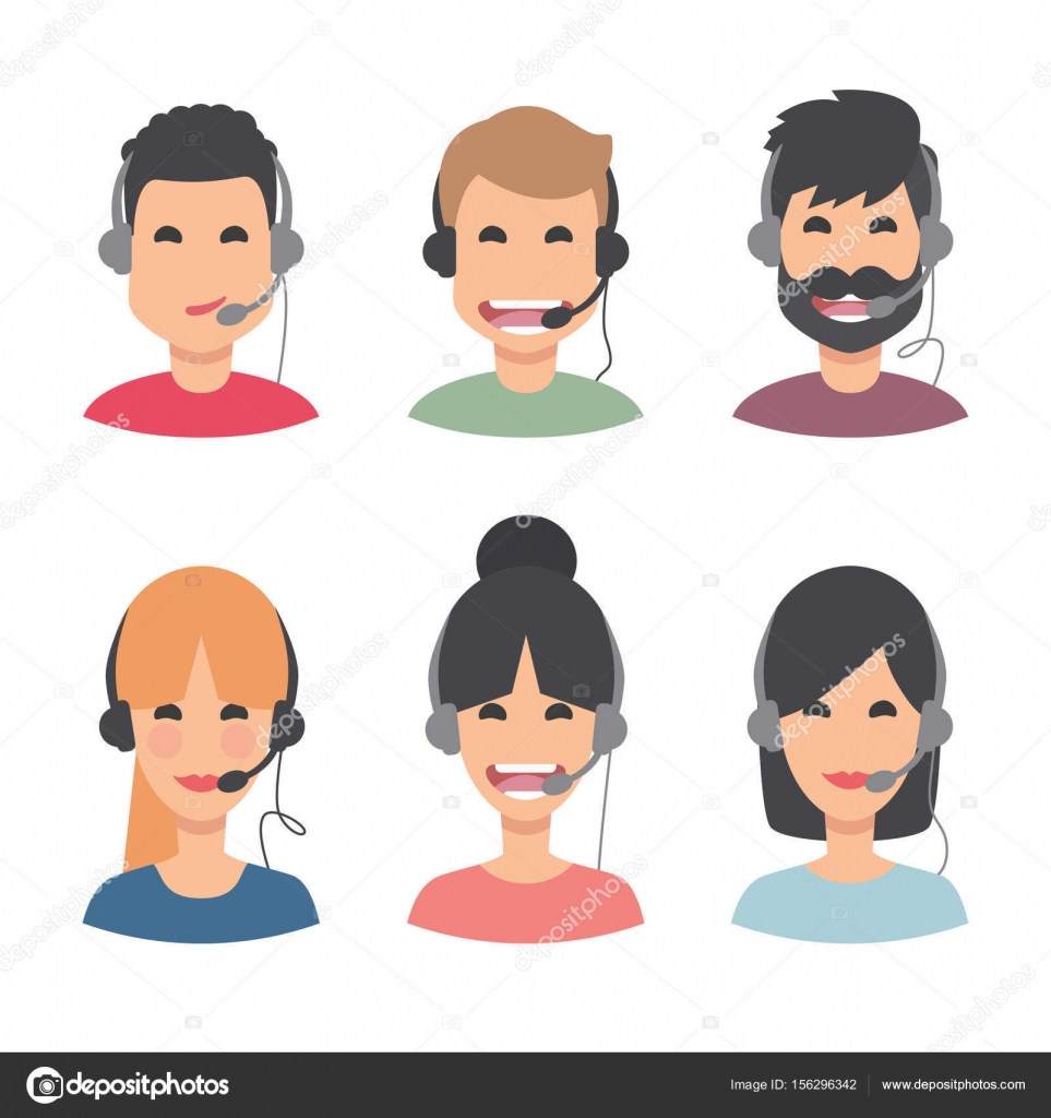 Iconos de operadores de centro de llamadas Vector de stock por ...