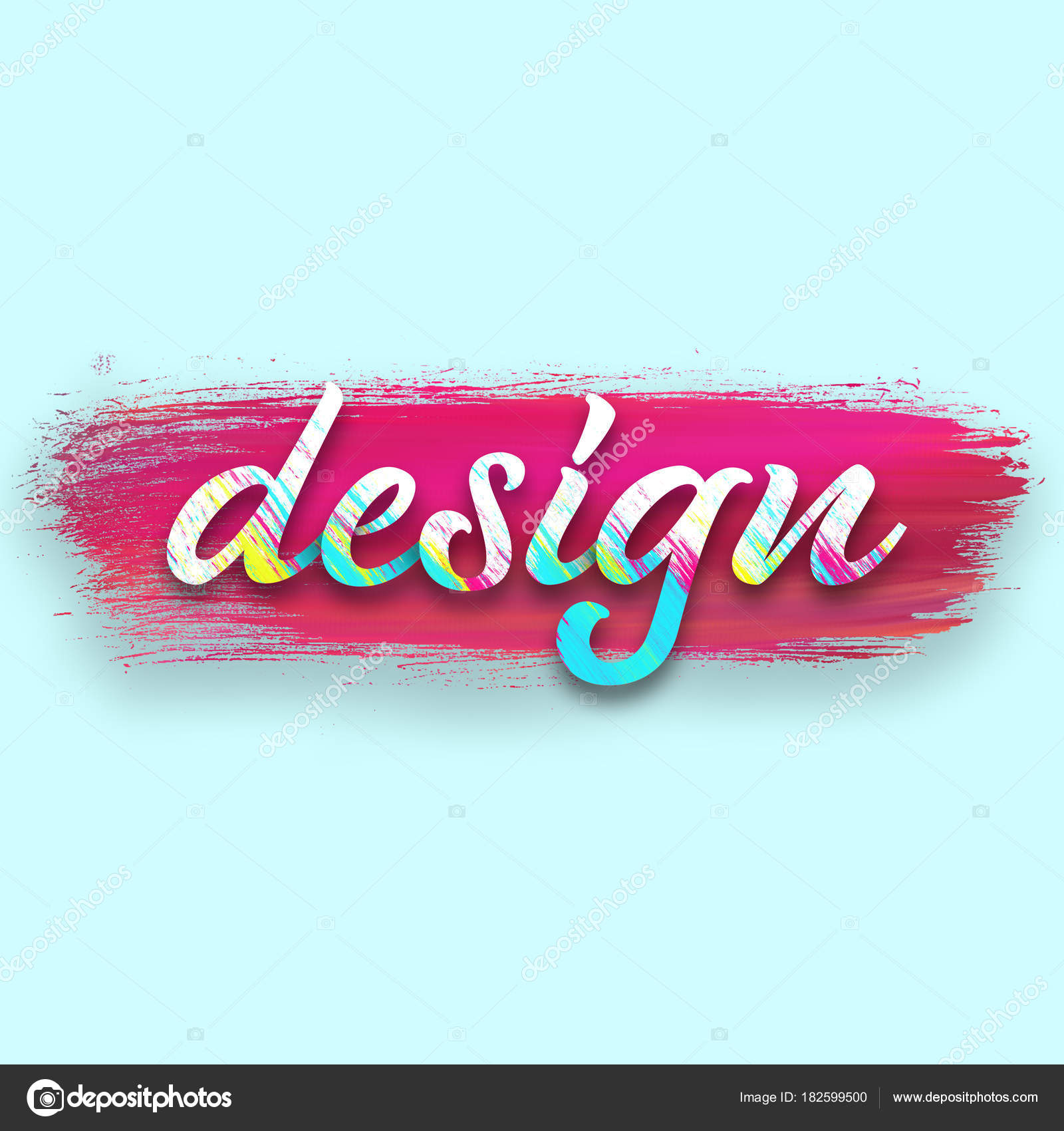 Handwriting Word Design Pink Paint Blue Background — Stock Photo ...