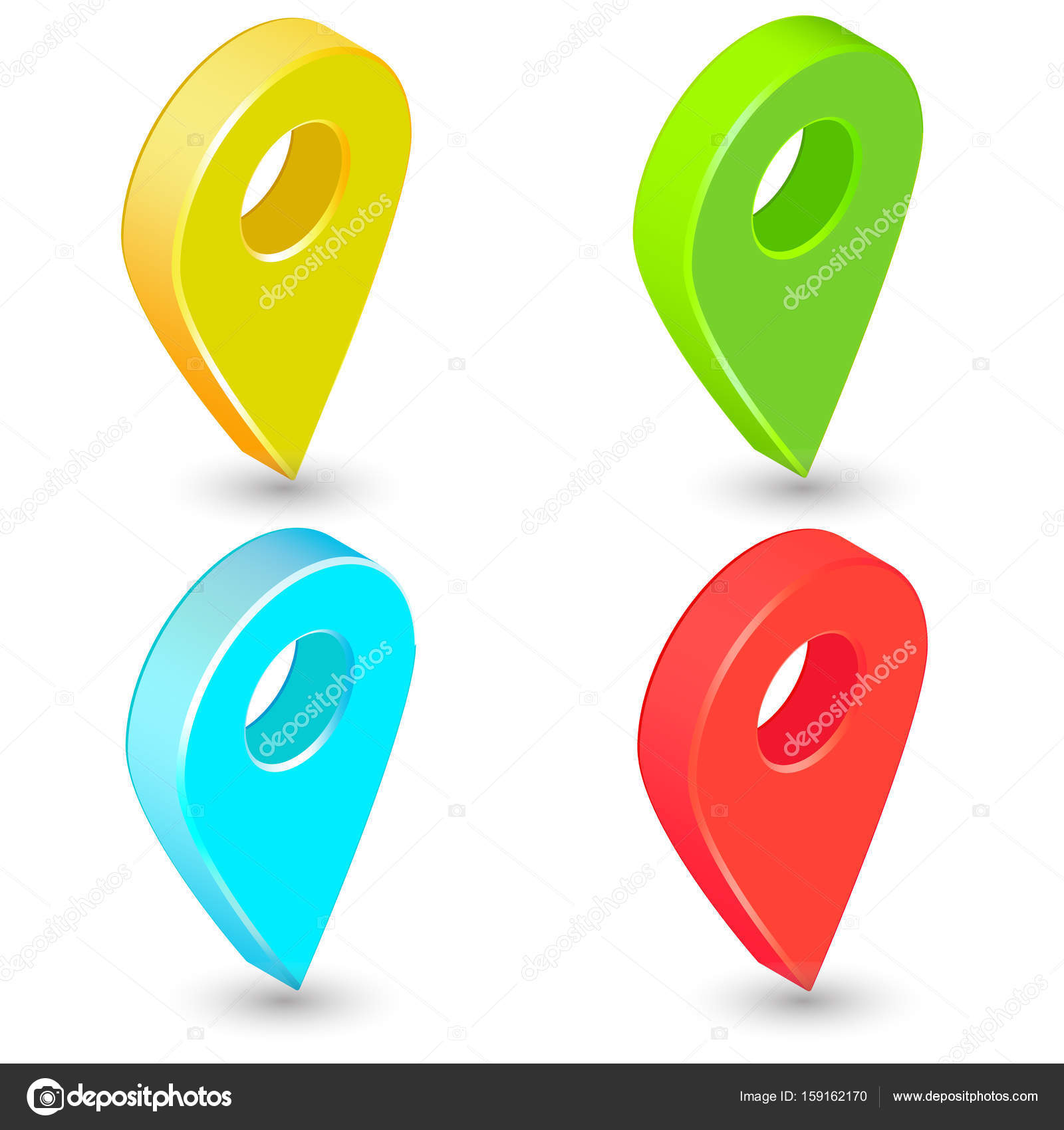 Set of isometric map pointers. Multicolor map pin icons. Stock Vector Image by ©woodpencil ...