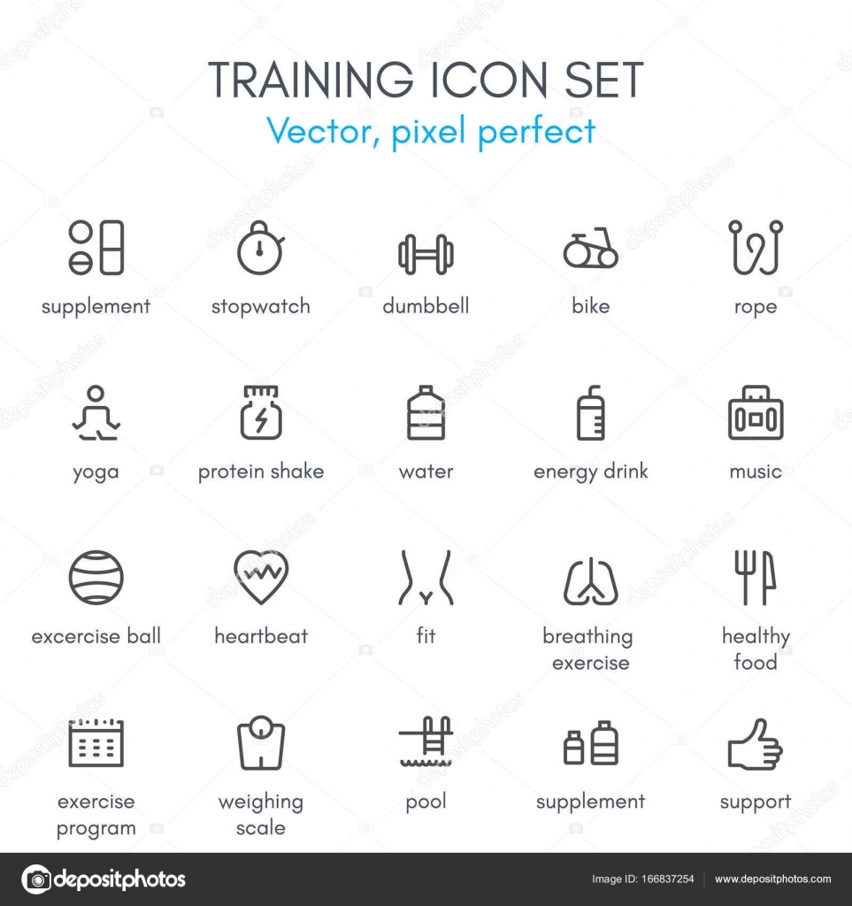 Training theme, line icon set. Stock Vector Image by ©hazaluzuner ...