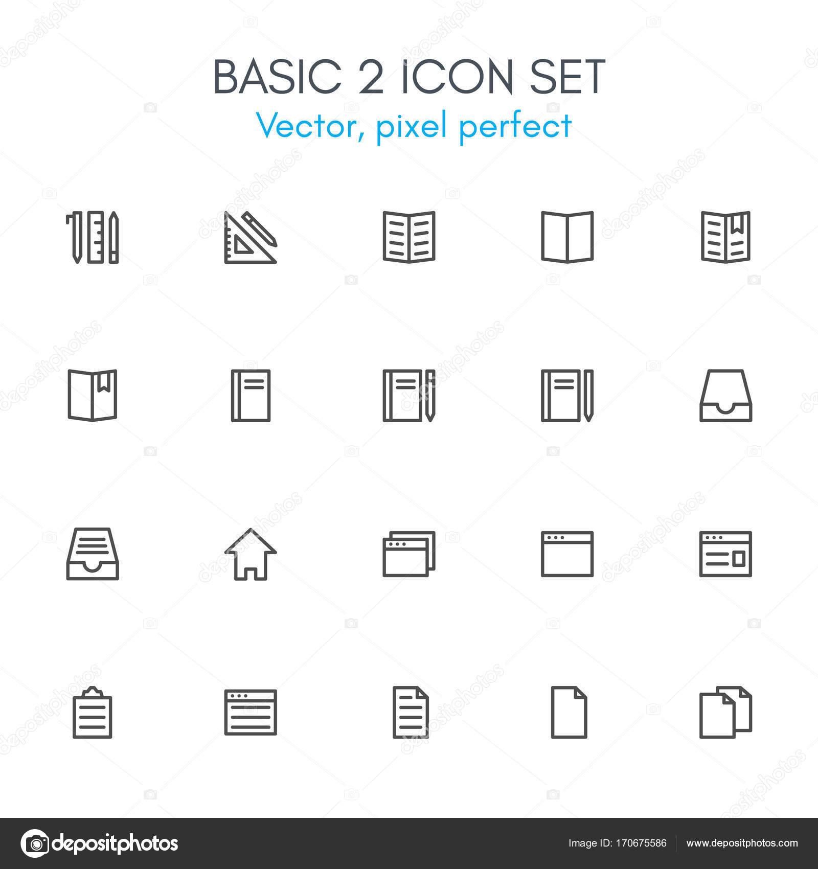 Basic 2 theme line icon set. Stock Vector Image by ©hazaluzuner #170675586