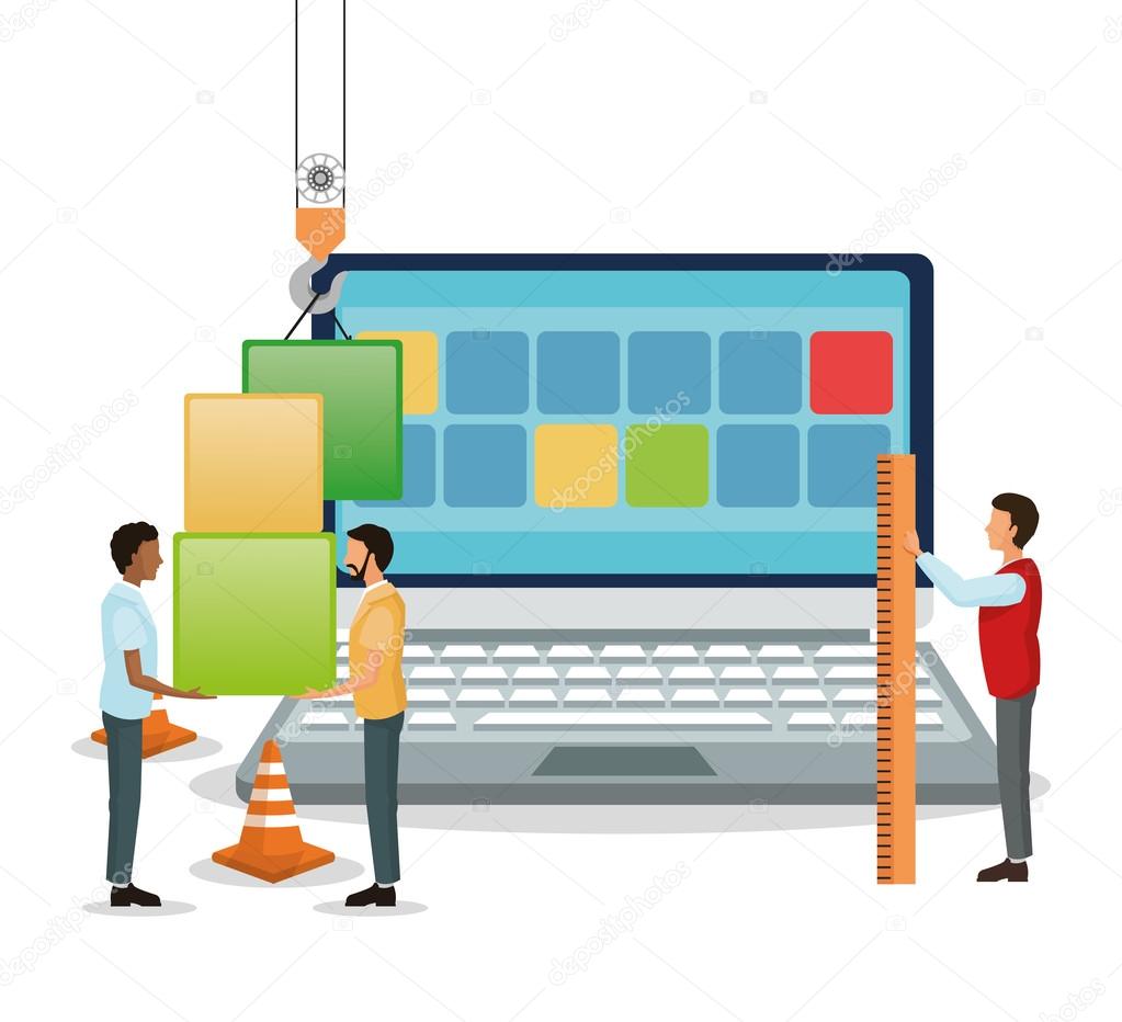 Laptop cubes and avatars design Stock Vector Image by ©jemastock #125652866