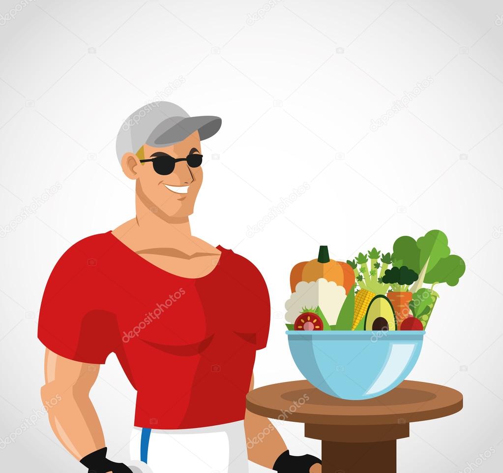 Man cartoon and healthy lifestyle design Stock Illustration by ...