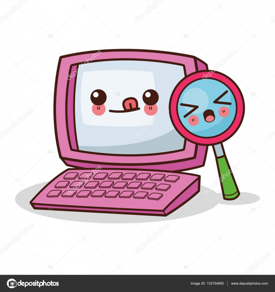 Isolated kawaii laptop design Stock Vector by ©jemastock 133154650