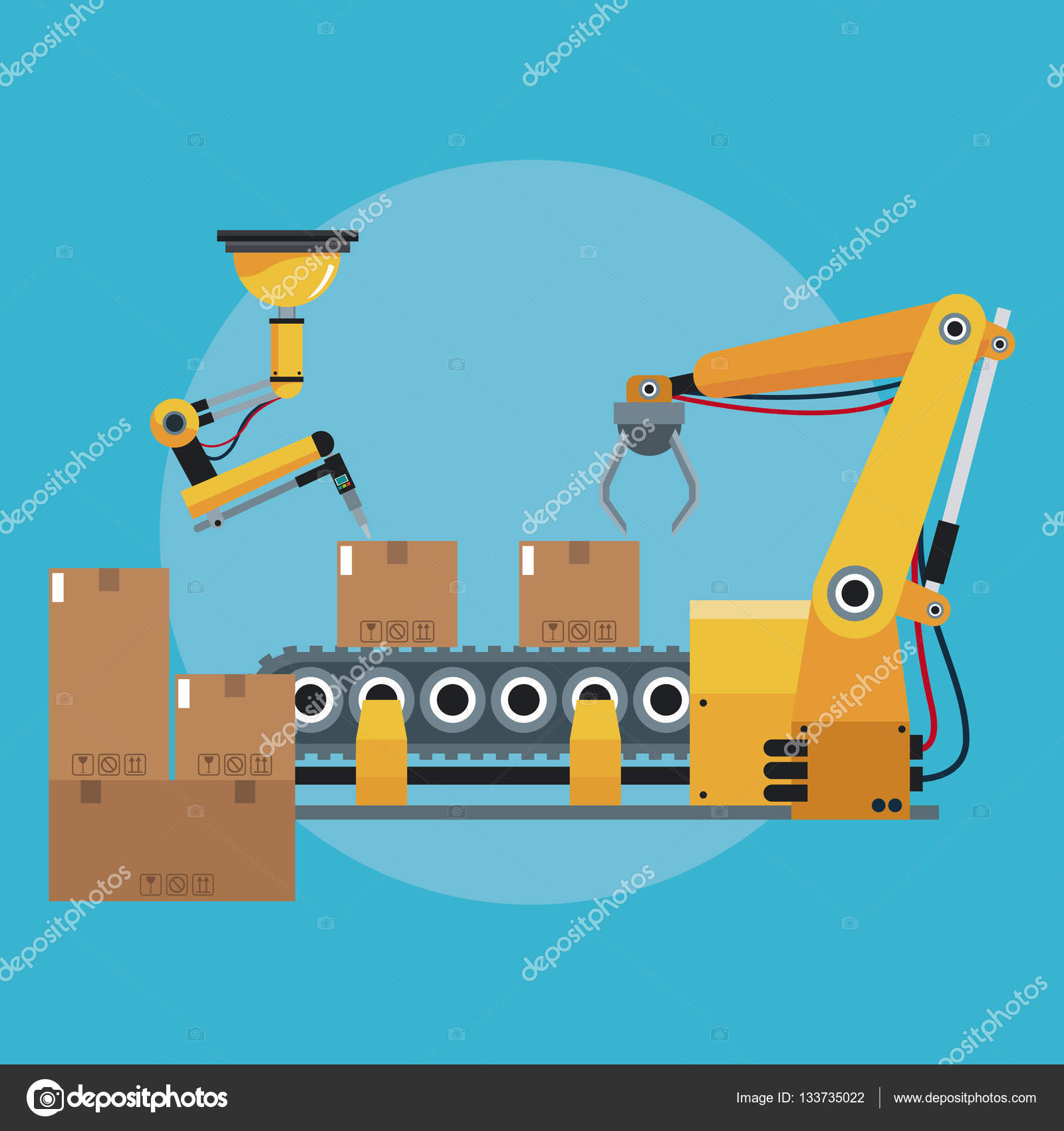 Packing box automated robotic production line Stock Illustration by ... Packing box automated robotic production line Stock Illustration by ...